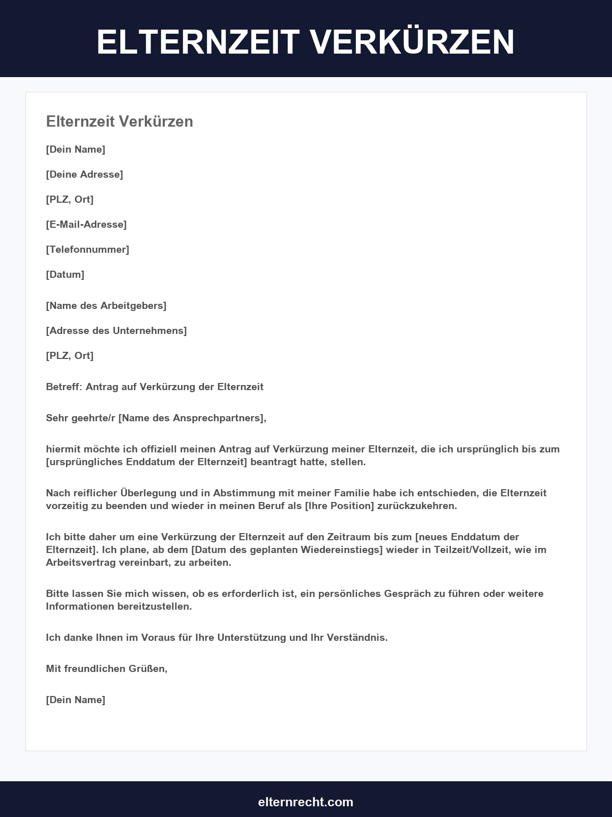 Elternzeit Verkürzen Muster