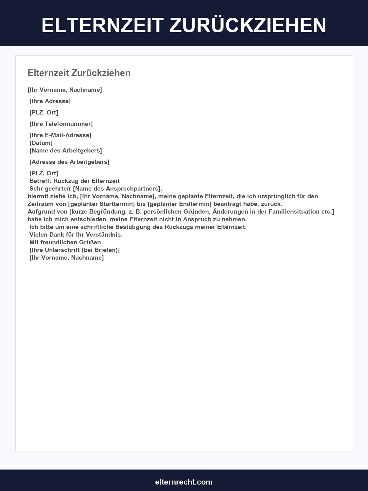 Elternzeit Zurückziehen Muster